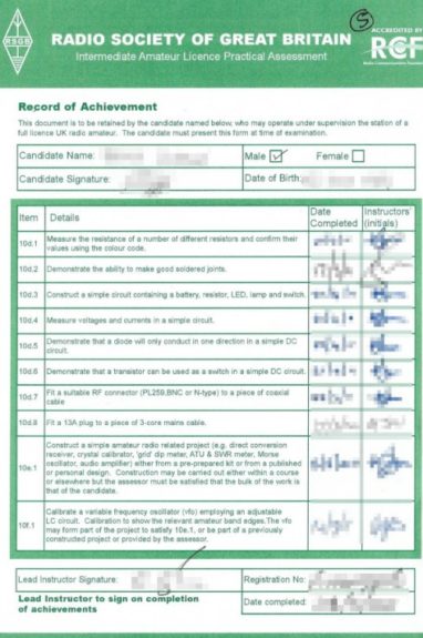 Foundation & Intermediate Practicals | Essex Ham
